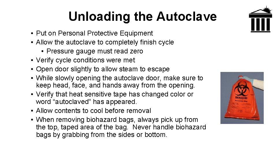 UNCPembroke Autoclave Safety Introduction North Carolina medical waste
