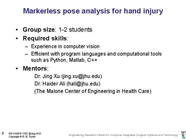 Markerless pose analysis for hand injury Project summary