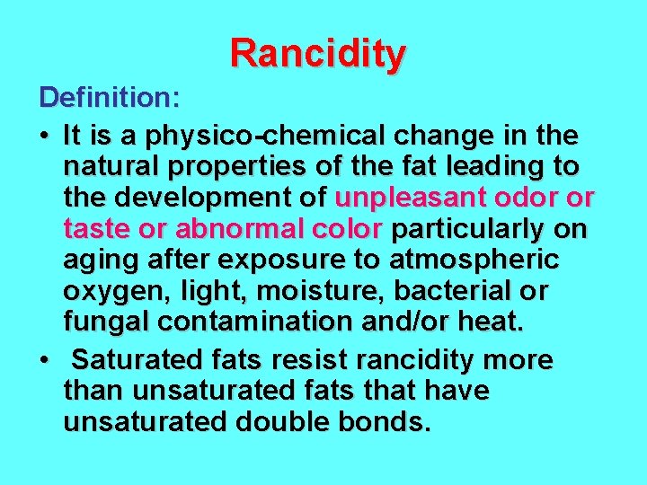 Chemical Properties of fats and oils oils 1