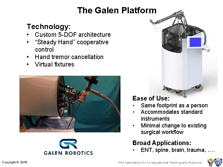 The Galen Platform Technology Custom 5 DOF architecture
