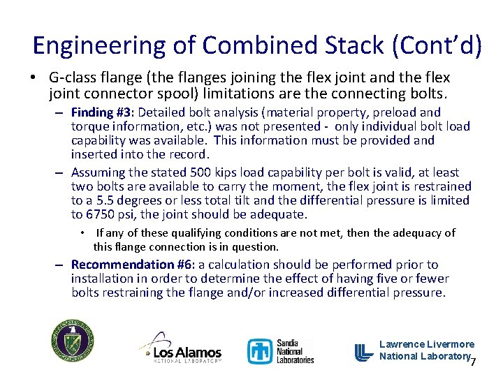 DOE TriLab Assessment of BP Flange Connector Spool