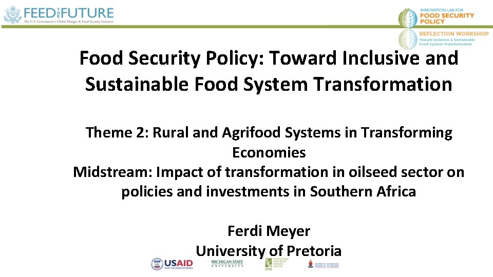 Food Security Policy Toward Inclusive and Sustainable Food