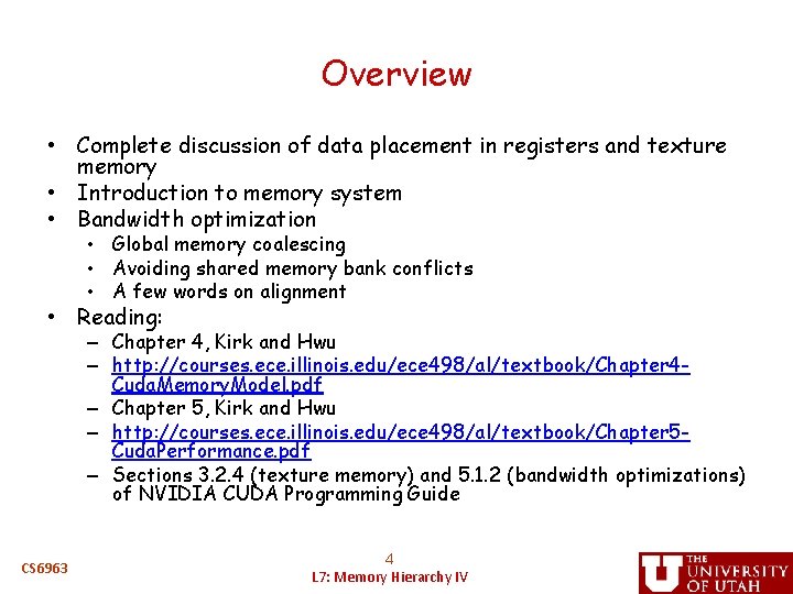 L 7 Memory Hierarchy Optimization IV Bandwidth Optimization