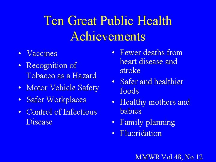 Connecting Workshop 2003 What is Public Health Presentation