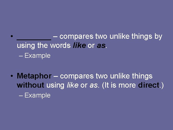Figurative Language 1 B Part 1 Review of