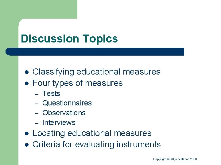 Types of Educational Measures Chapter 7 This multimedia