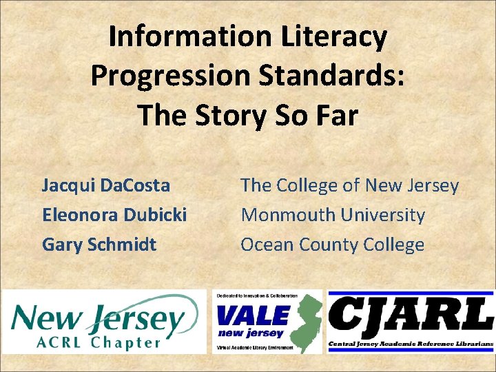 Information Literacy Progression Standards The Story So Far