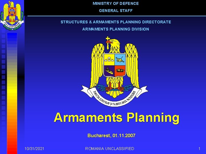 STRUCTURES MINISTRY ARMAMENTS OF DEFENCE PLANNING DIRECTORATE ARMAMENTS