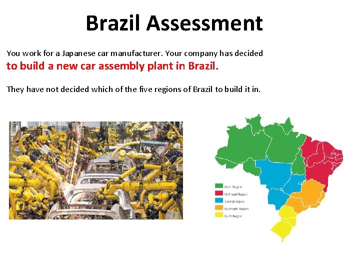 Brazil Assessment You work for a Japanese car