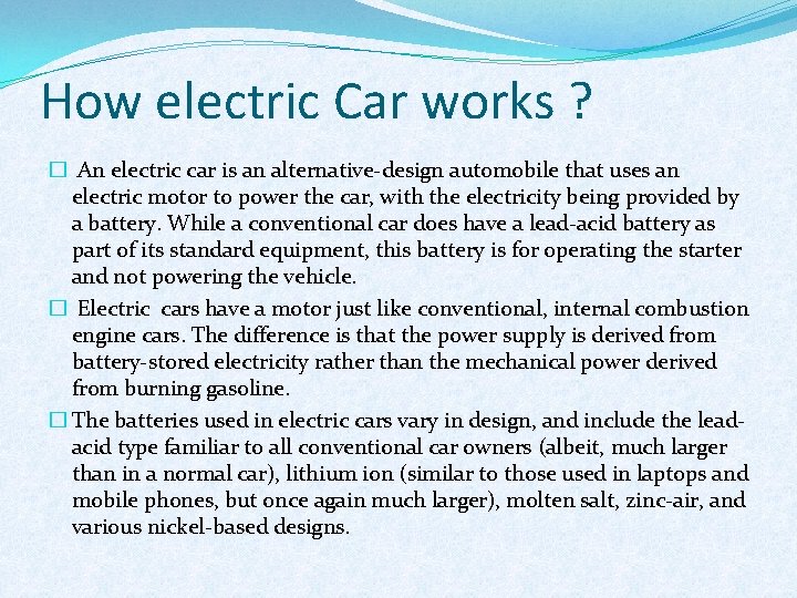 Seminar on Electric Car By Outline Introduction History