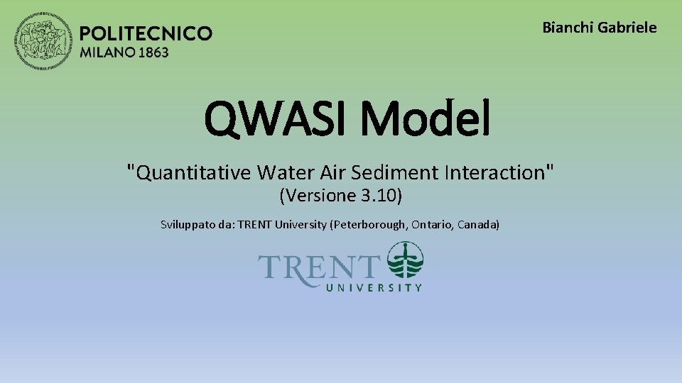 Bianchi Gabriele QWASI Model Quantitative Water Air Sediment