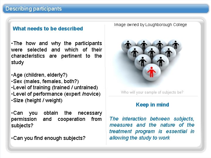 Formulating the method Image owned by Loughborough College