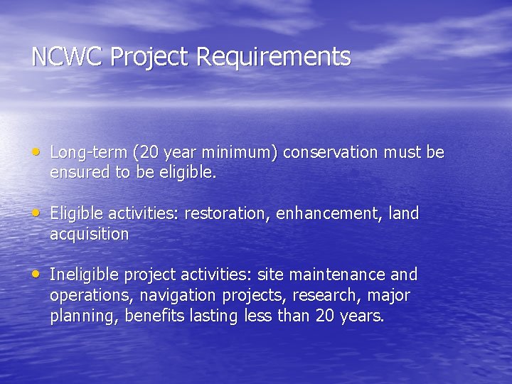 Introduction to the National Coastal Wetlands Conservation Grant