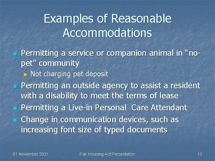 Reasonable Accommodations Service Animals by Zoe Ann Olson