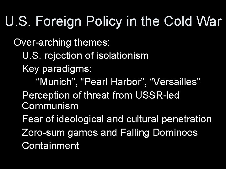 The Cold War An Overview of U S