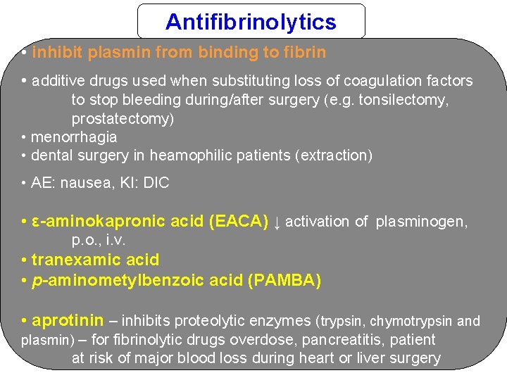 Drugs affecting blood clotting Notes for Pharmacology II