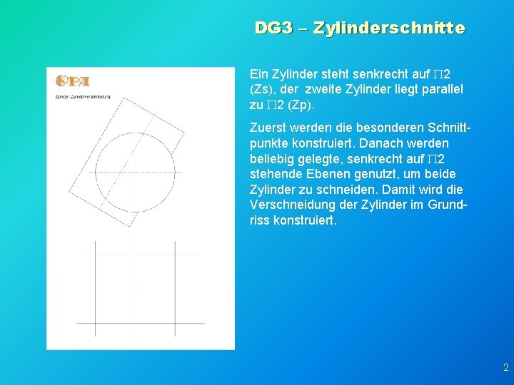 DG 3 Zylinderschnitte Aufgabenstellung Zwei Zylinder werden geschnitten