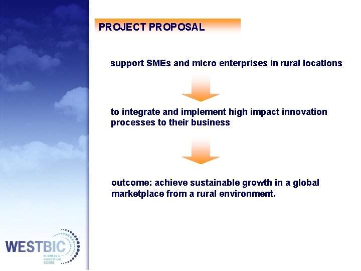 APPLIED INNOVATION PROPOSAL In Partnership with WESTBIC Udaras