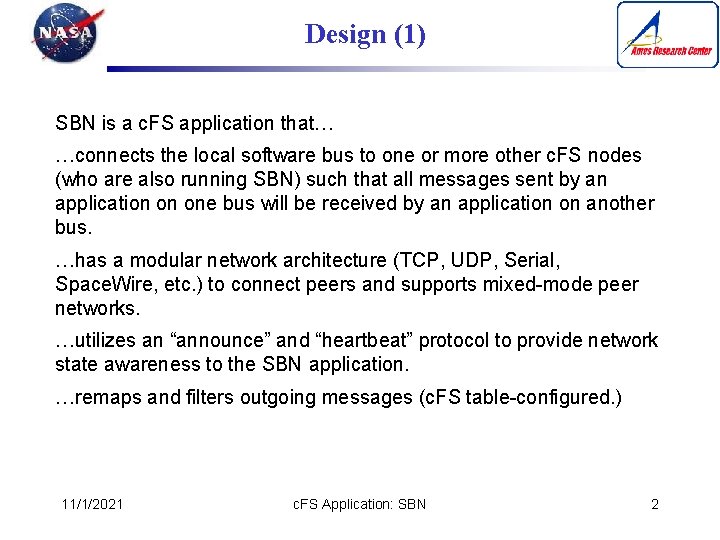 Core Flight System Software Bus Networking Application Design