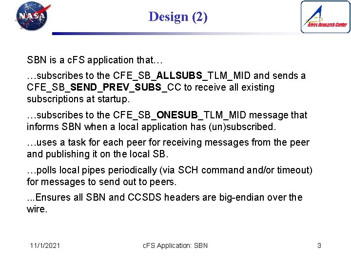 Core Flight System Software Bus Networking Application Design