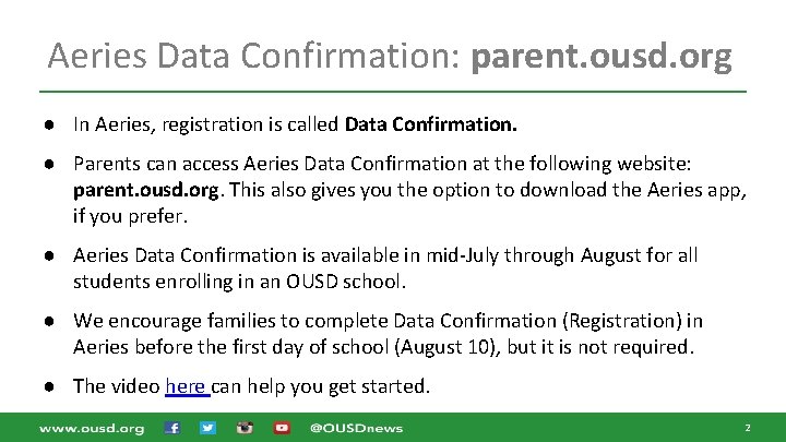 Aeries Registration Data Confirmation How to complete registration