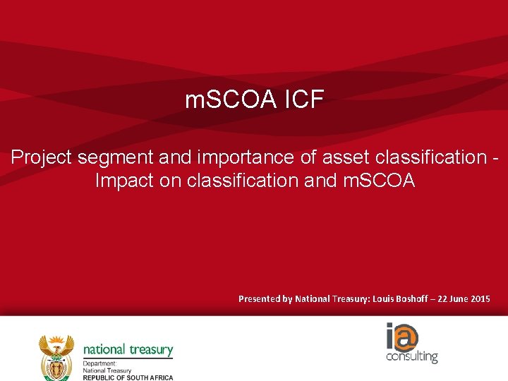 m SCOA ICF Project segment and importance of