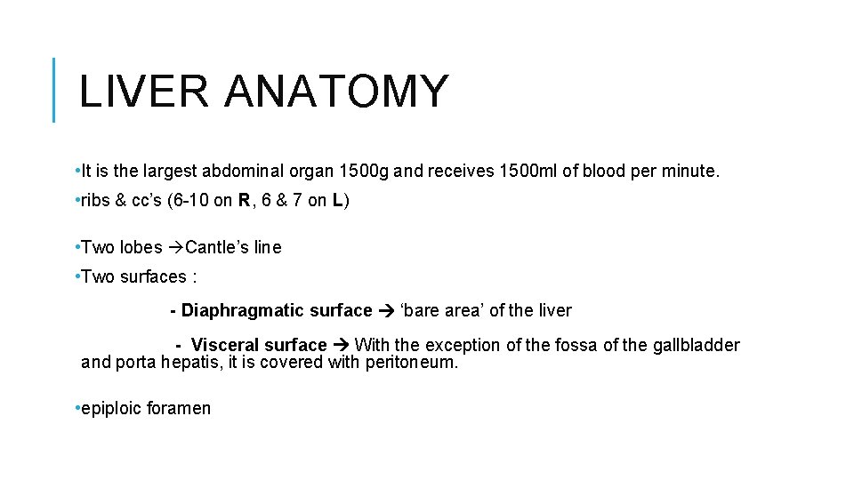 LIVER LESION LIVER EMBRYOLOGY It starts as a