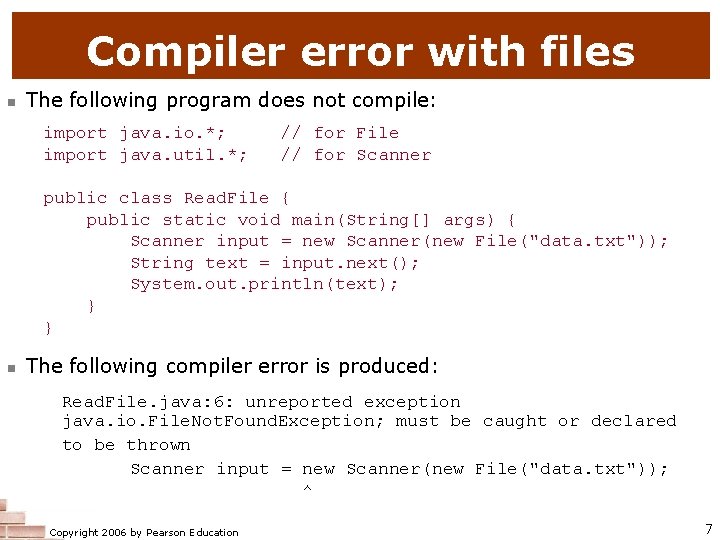 Building Java Programs n Copyright 2006 by Pearson