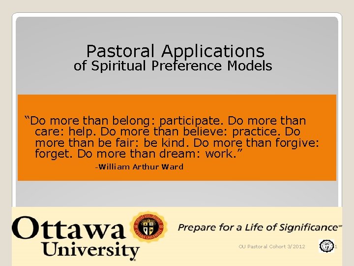 Pastoral Applications of Spiritual Preference Models Do more