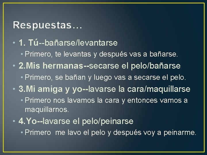 Los verbos reflexivos Despertarse eie Levantarse Vestirse ei