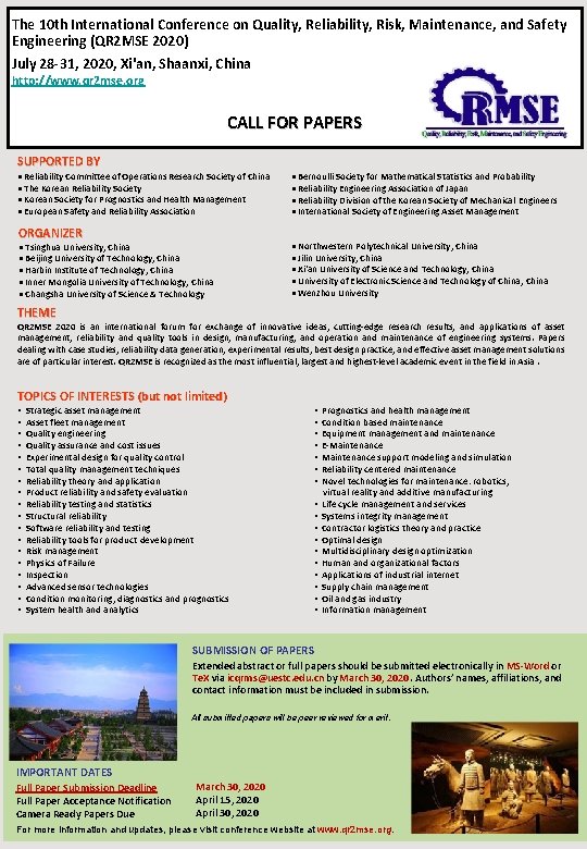 The 10 th International Conference on Quality Reliability