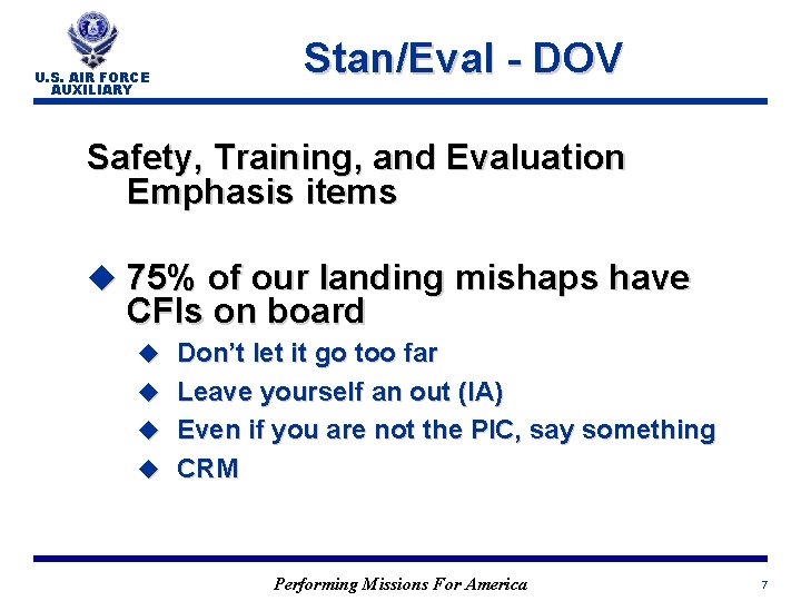 Civil Air Patrol Performing Missions For America StandardizationEvaluation