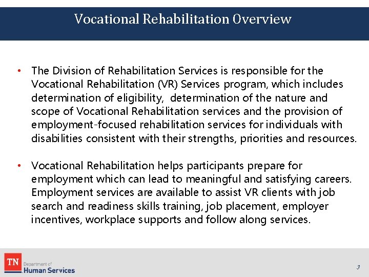 Vocational Rehabilitation 101 Vocational Rehabilitation Overview ...