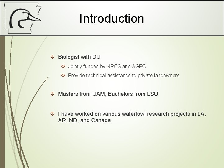 Government Conservation Programs Ethan Massey Waterfowl Biologist Ducks