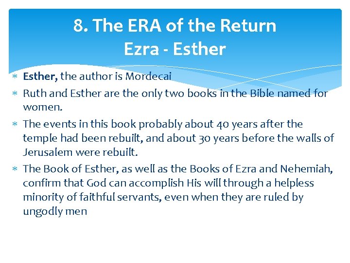 Overview of the OT Inspired by the Holy
