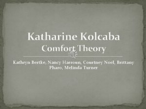 Katharine Kolcaba La teora del confort Yesi E