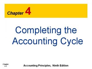 4 Completing the Accounting Cycle Learning Objectives After