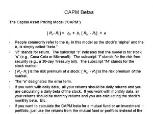 PENGHITUNGAN WACC CAPM Capital Asset Pricing Model Model