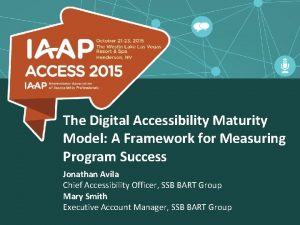 Accessibility Maturity Model scorecard Level 1 Level 2