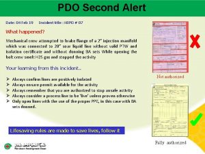 PDO Incident First Alert Main contractor name LTI