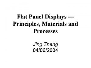 Flat Panel Display Principle and Driving Circuit Design