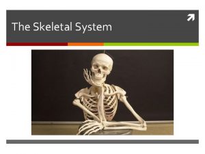 The Skeletal System 1 The Skeletal System Parts