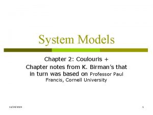 Exercises for Chapter 2 System models From Coulouris