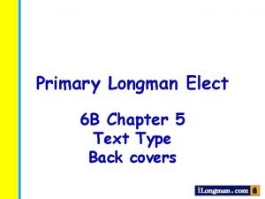 Primary Longman Elect 4 B Chapter 1 Text