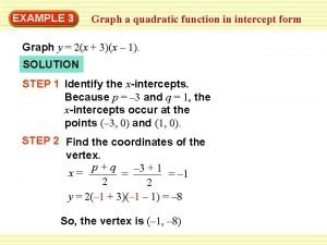 Vertex and Intercept Form of Quadratic Function Standard