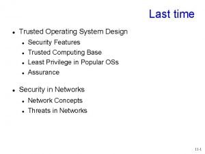 Computer Security CS 426 Lecture 7 Operating System