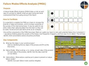 Failure Mode and Effects Analysis System FMEA Design