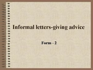 Letter Writing Types of Letters Advice letter or