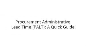 Procurement Administrative Lead Time PALT A Quick Guide