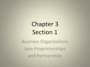 Chapter 8 Types of Business Organizations Sole Proprietorships